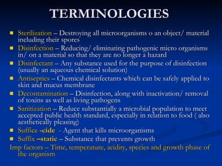 Disinfection & Sterilization | PPT | First Aid | Injuries