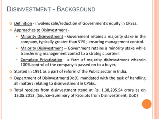 Disinvestment of CPSEs in india | PPTX