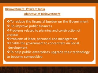 Disinvestment policy in India | PPTX