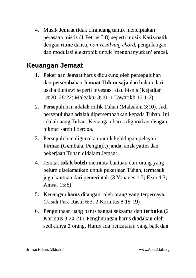 Panduan dan Doktrin Ringkas Jemaat Kristus Alkitabiah | PDF