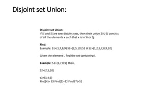 Disjoint sets union, find | PPTX