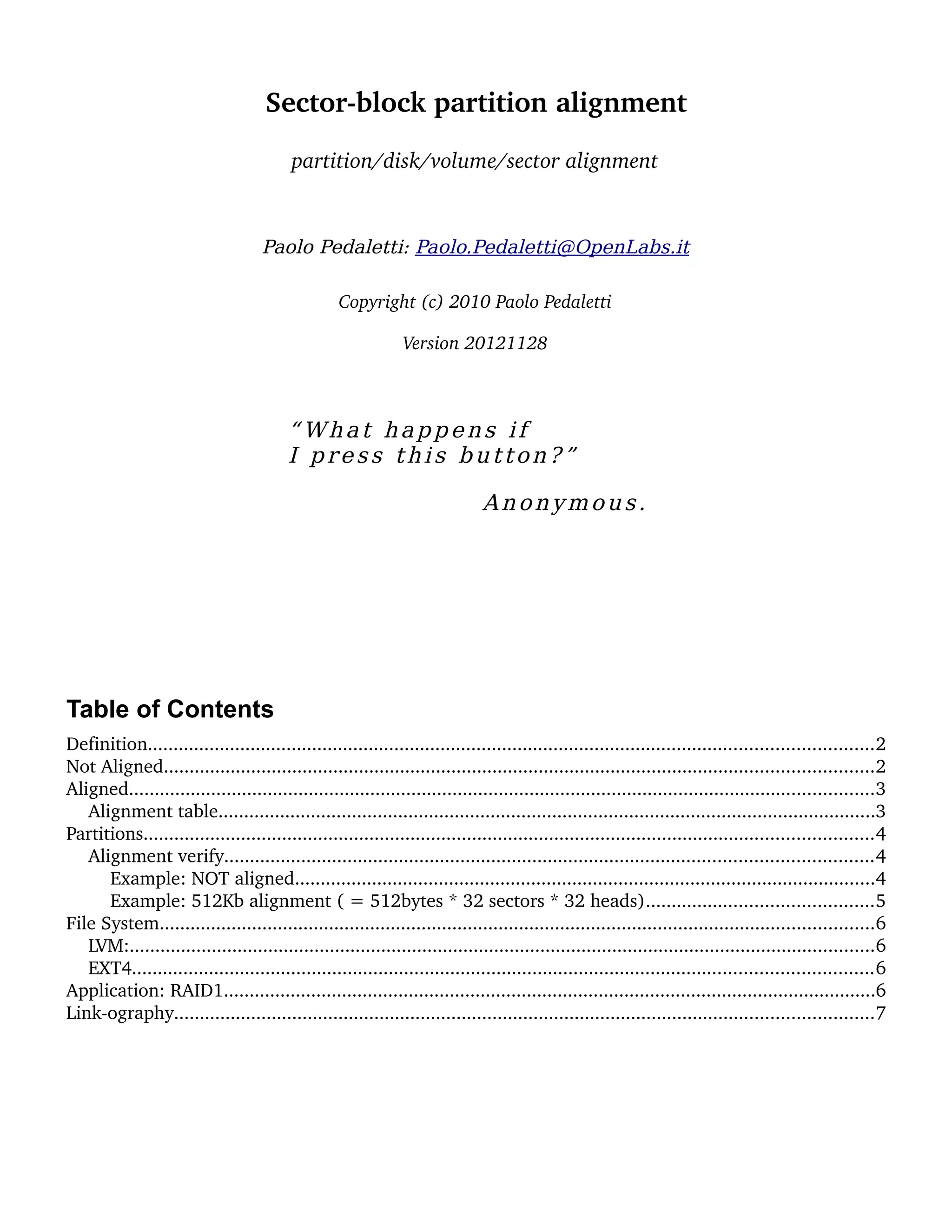Disk partition alignment | PDF
