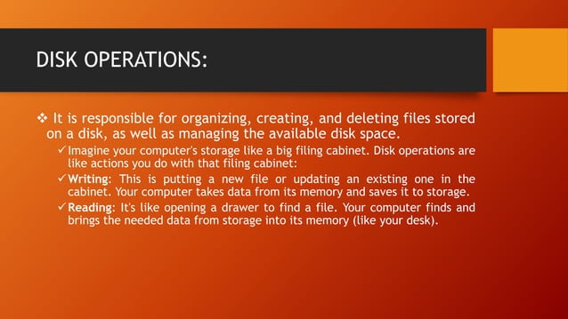 DISK OPERATION AND FILE OPERATIONS EXAMPLE | PPT