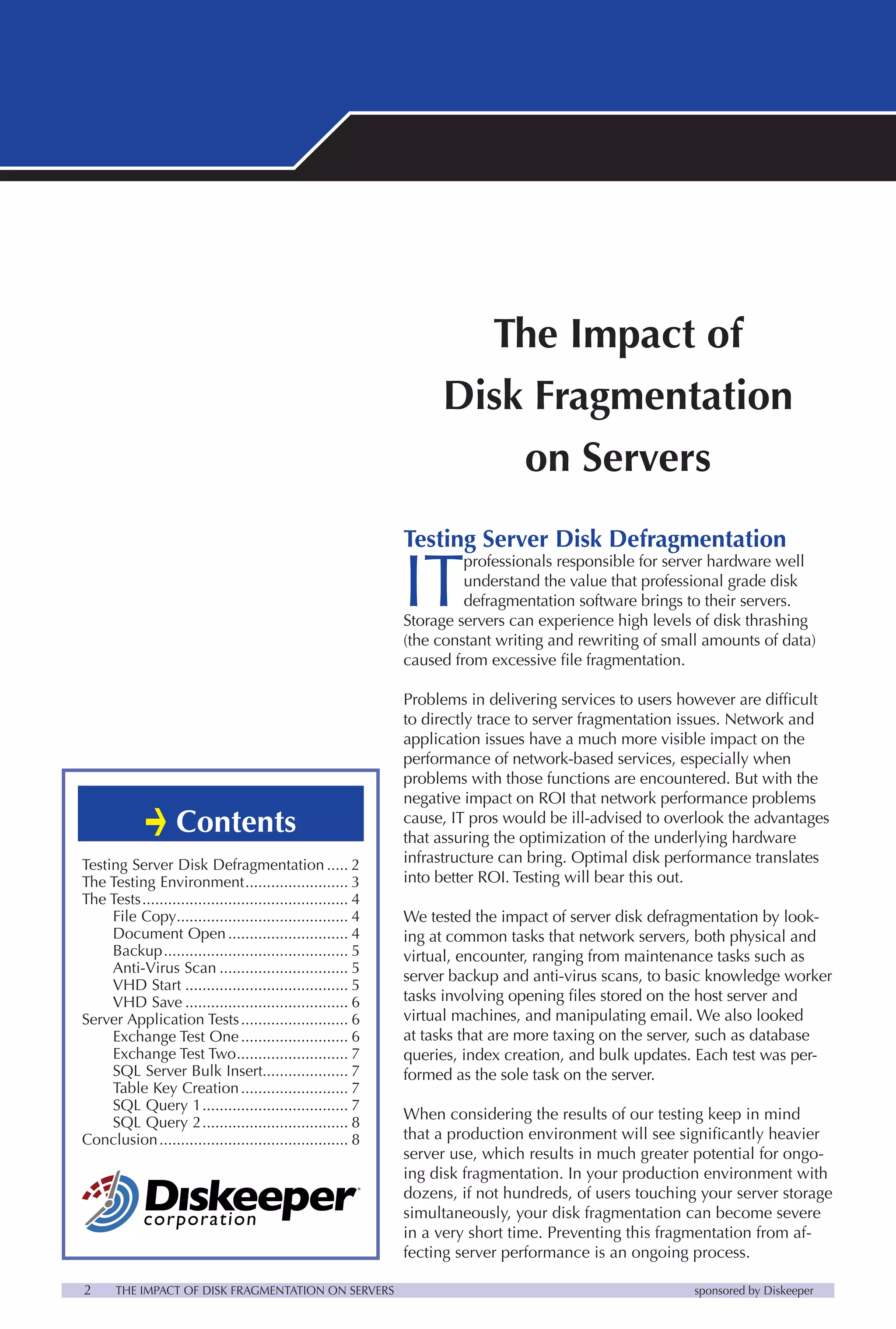 The Impact of Disk Fragmentation On Servers | PDF