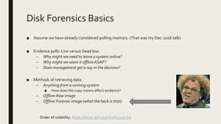 Disk forensics for the lazy and the smart | PPT