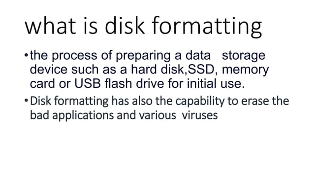 Disk Formatting operating system ppt presentation | PPT