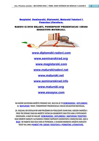 Disk kocnice na renault laguni ii | PDF