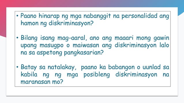 Diskriminasyon sa mga Lalaki, Babae at LGBT.pptx