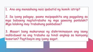 Diskriminasyon sa mga Lalaki, Babae at LGBT.pptx