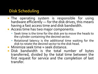 Disk scheduling | PPTX | Operating Systems | Computer Software and Applications