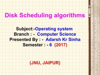 Disk Scheduling Algorithms | PPT
