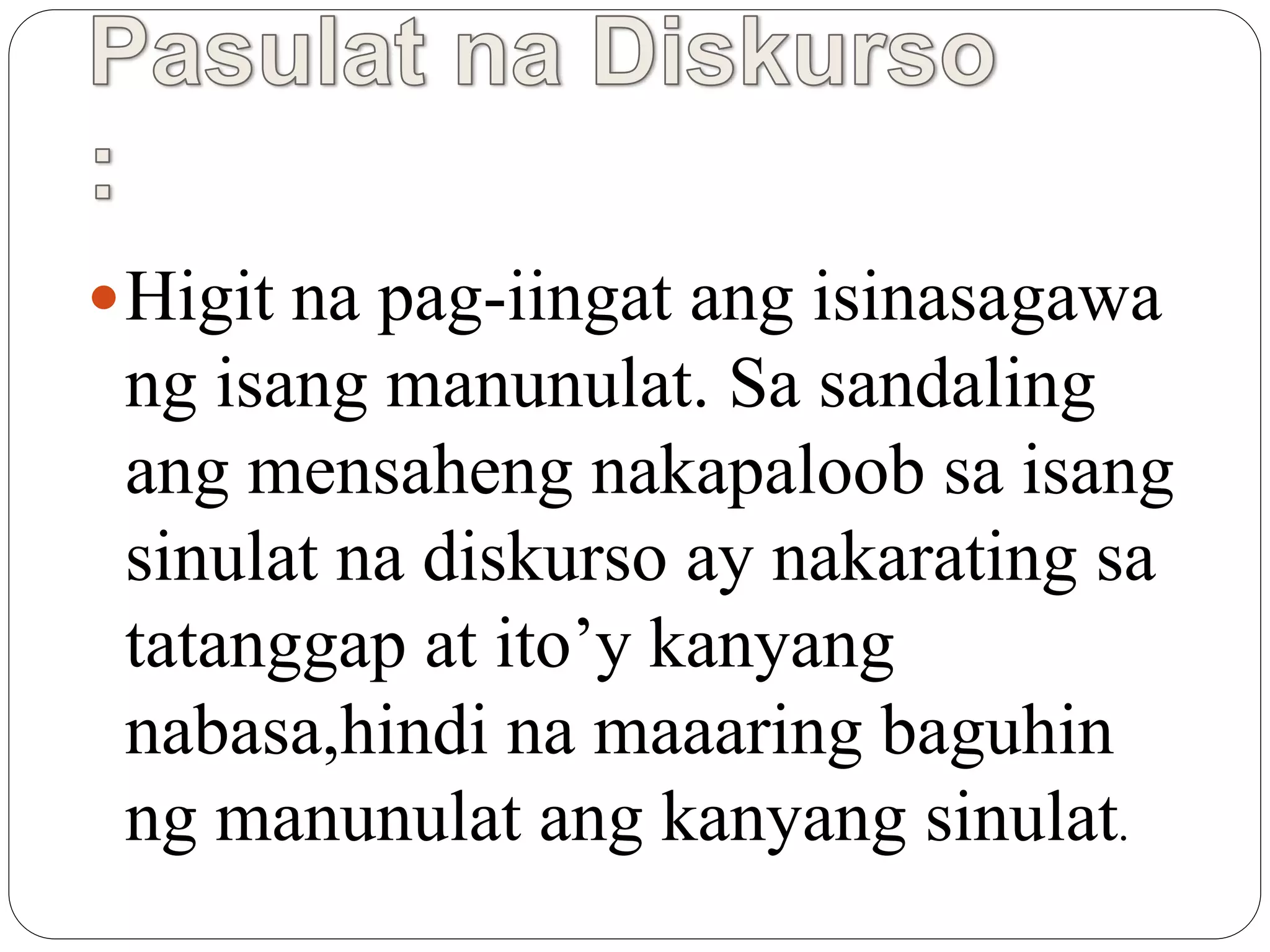 Diskurso sa Filipino | PPTX