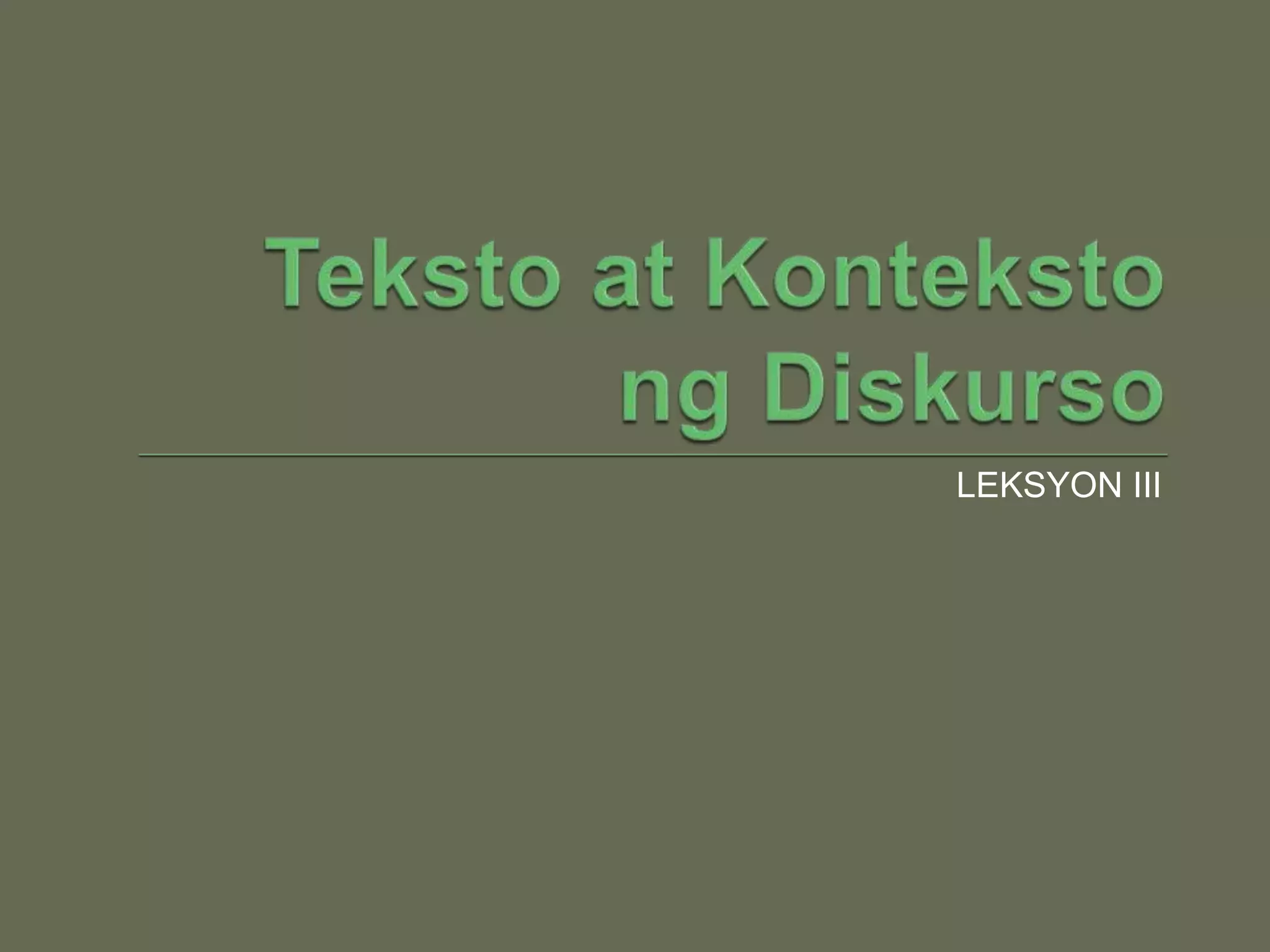 Diskurso at komunikasyon | PPTX