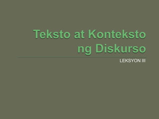 Diskurso at komunikasyon | PPTX