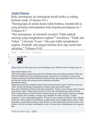 Nabi Muhammad Mengulangi Kesalahan Legalisme Yahudi yang Sudah "Direvisi" Yesus Kristus | DOC