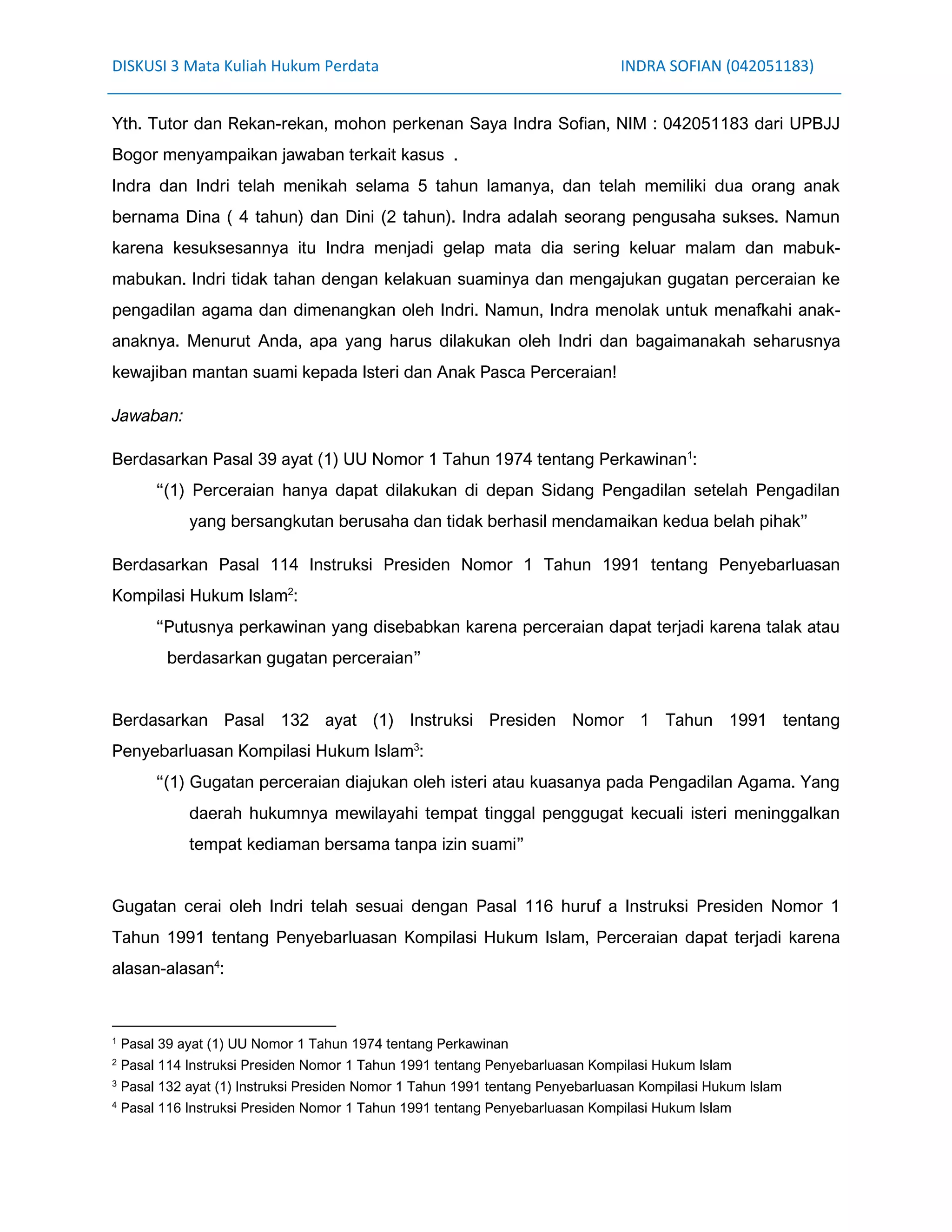 Diskusi 3 Hukum Perdata kewajiban mantan suami kepada Isteri dan Anak Pasca Perceraian.pdf