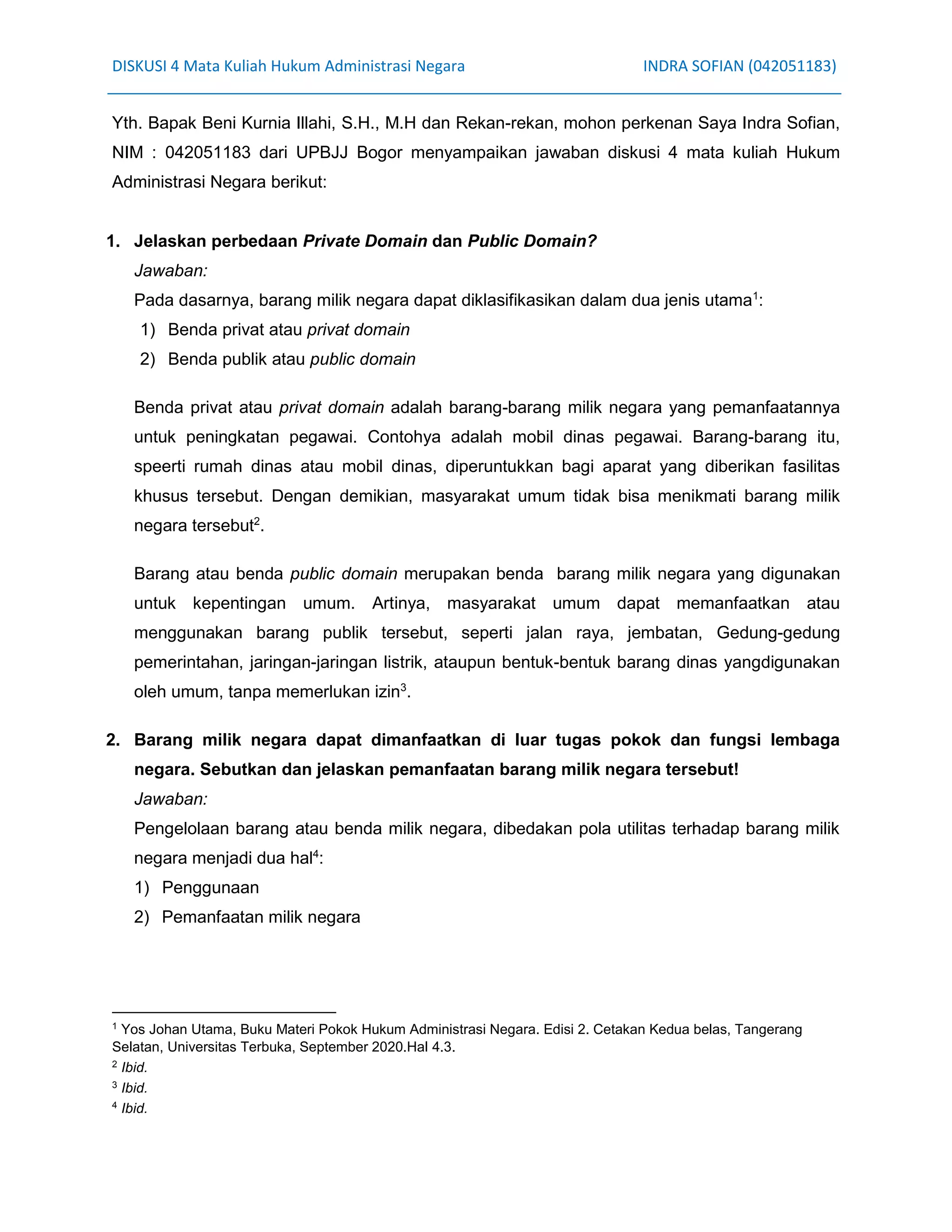 Diskusi 4 Hukum Administrasi Negara Privat Domain Public Domain Pemanfaatan barang milik negara.pdf