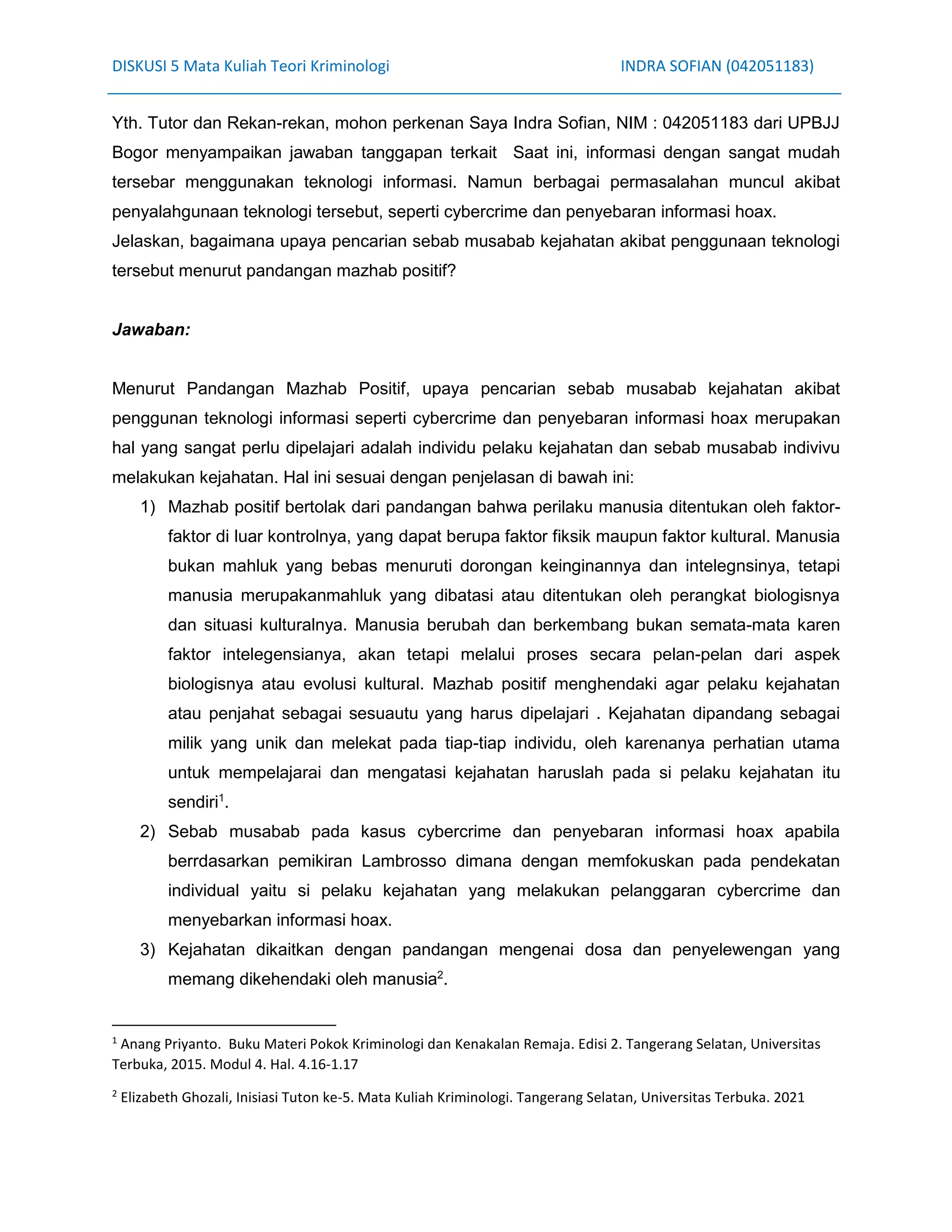 Diskusi 5 Teori Kriminologi 4302 Indra Sofian 042051183 - Copy.pdf