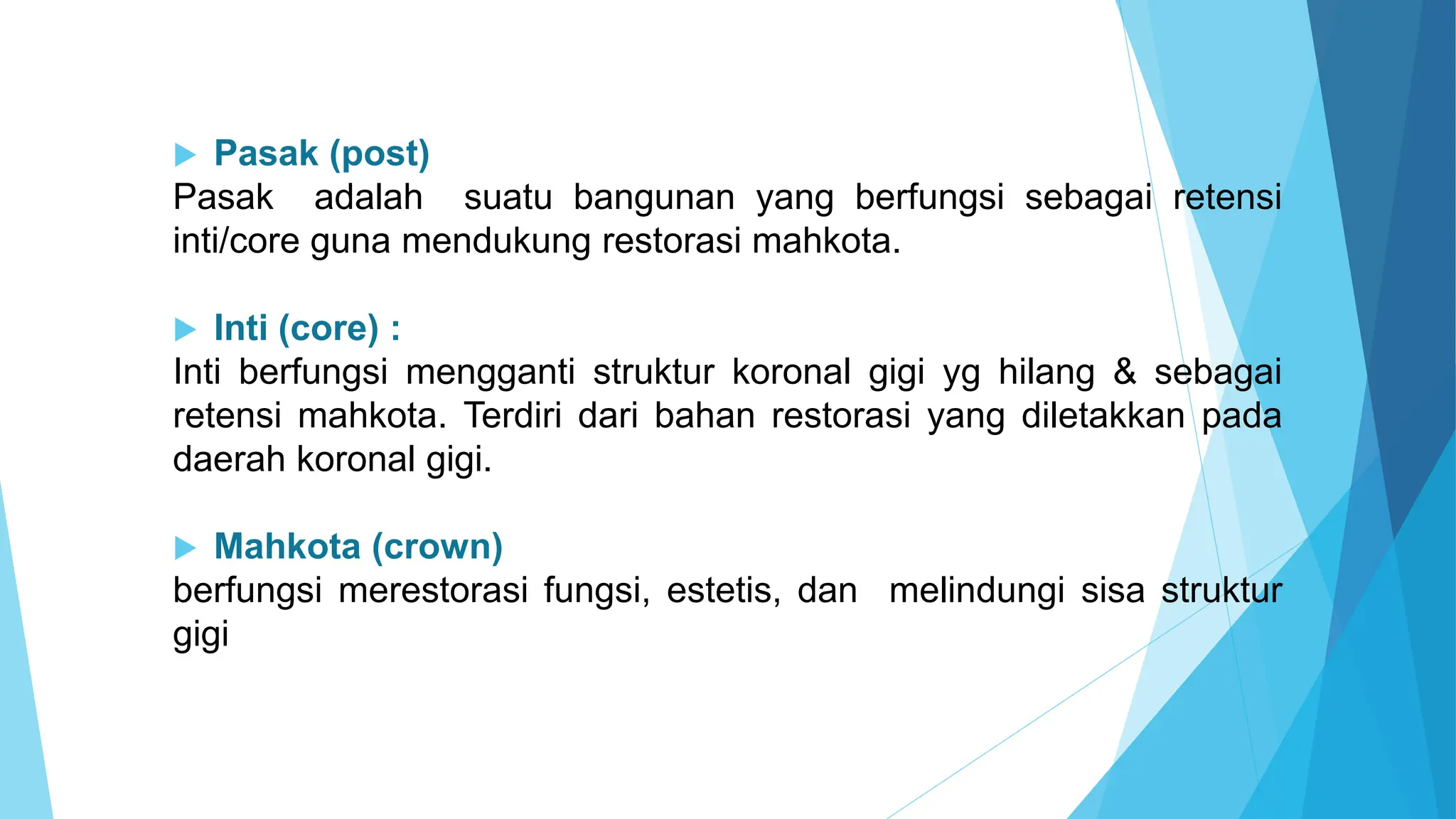 diskusi pasak dan mahkota jaket psa gigi | PPTX