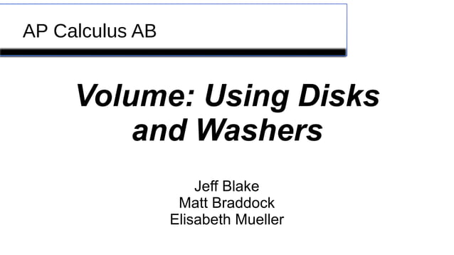 Volume: Using Disks and Washers | ODP
