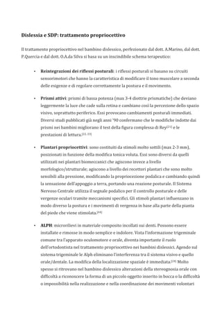 Dislessia e Sindrome da Deficit Posturale: quale relazione e quale ...