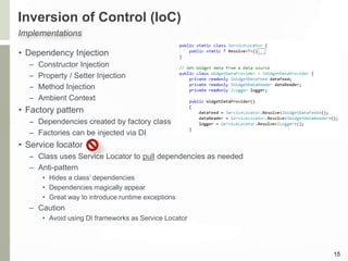 I gotta dependency on dependency injection | PPTX | Programming Languages | Computing