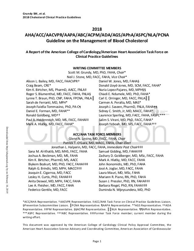 Acc Aha Lipid Guidelines 2018