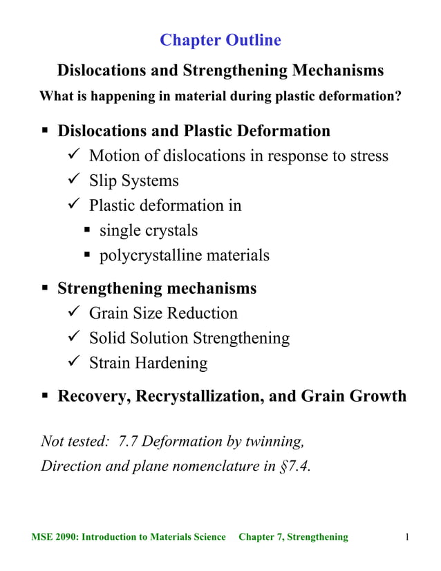 Dislocations and strengthening mechanisms | PDF