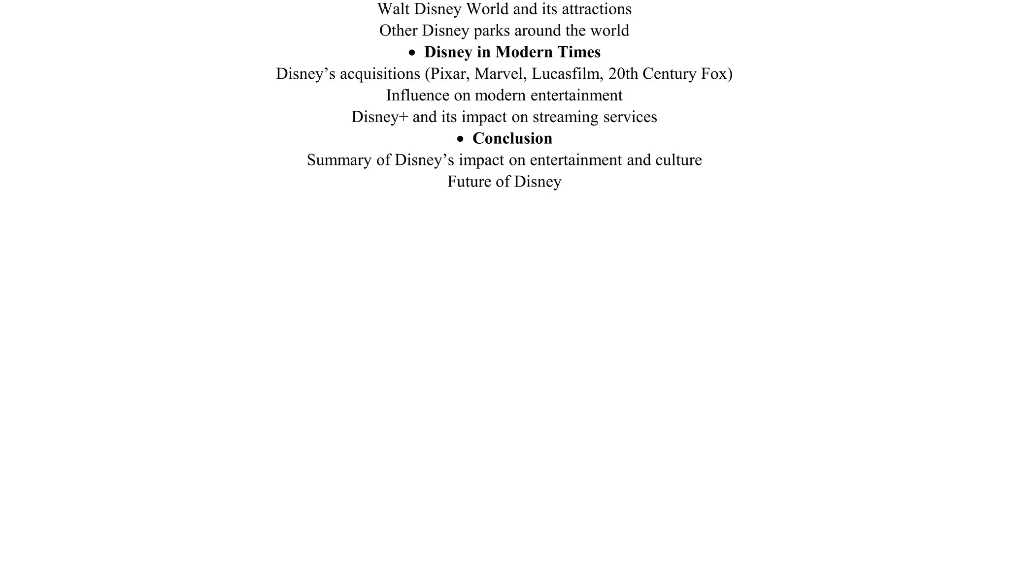 Overview of Walt Disney and his legacy • Brief history of the Disney ...