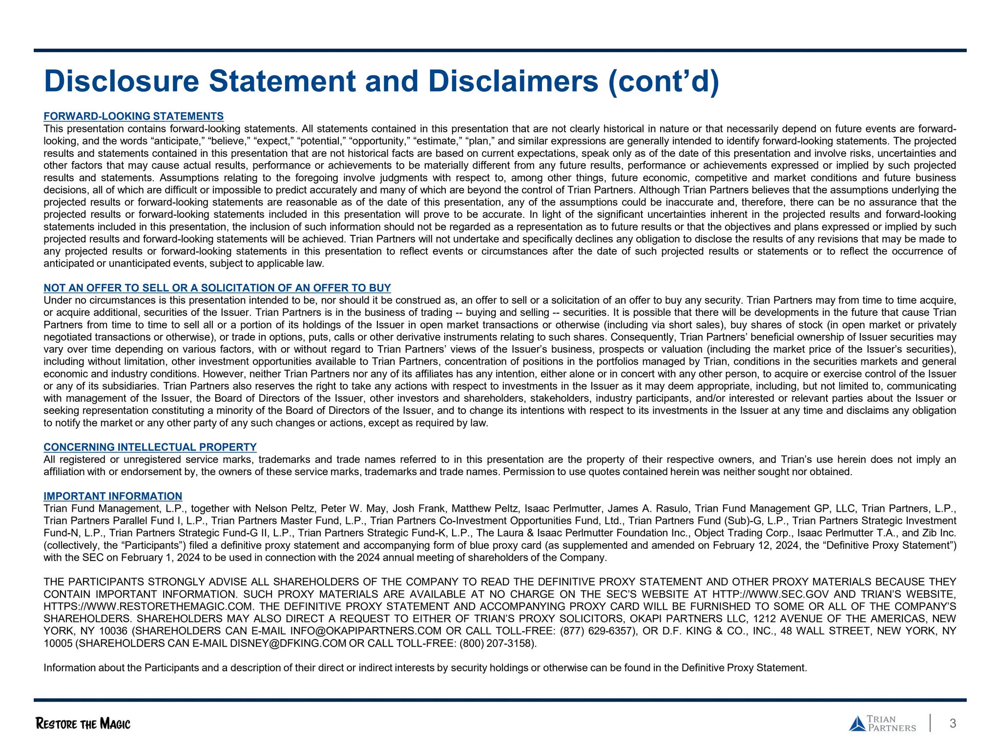 Trian White Paper on Creating Value at Disney April 2024 | PDF