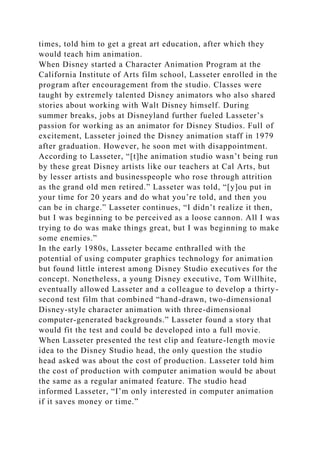 Disney Animation - John LasseterThe case focuses on John Lasseter,.docx