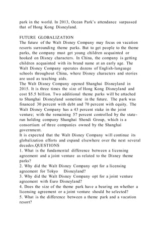 Disney (D) The Globalization of DisneylandIn the late 1970s, th | PDF