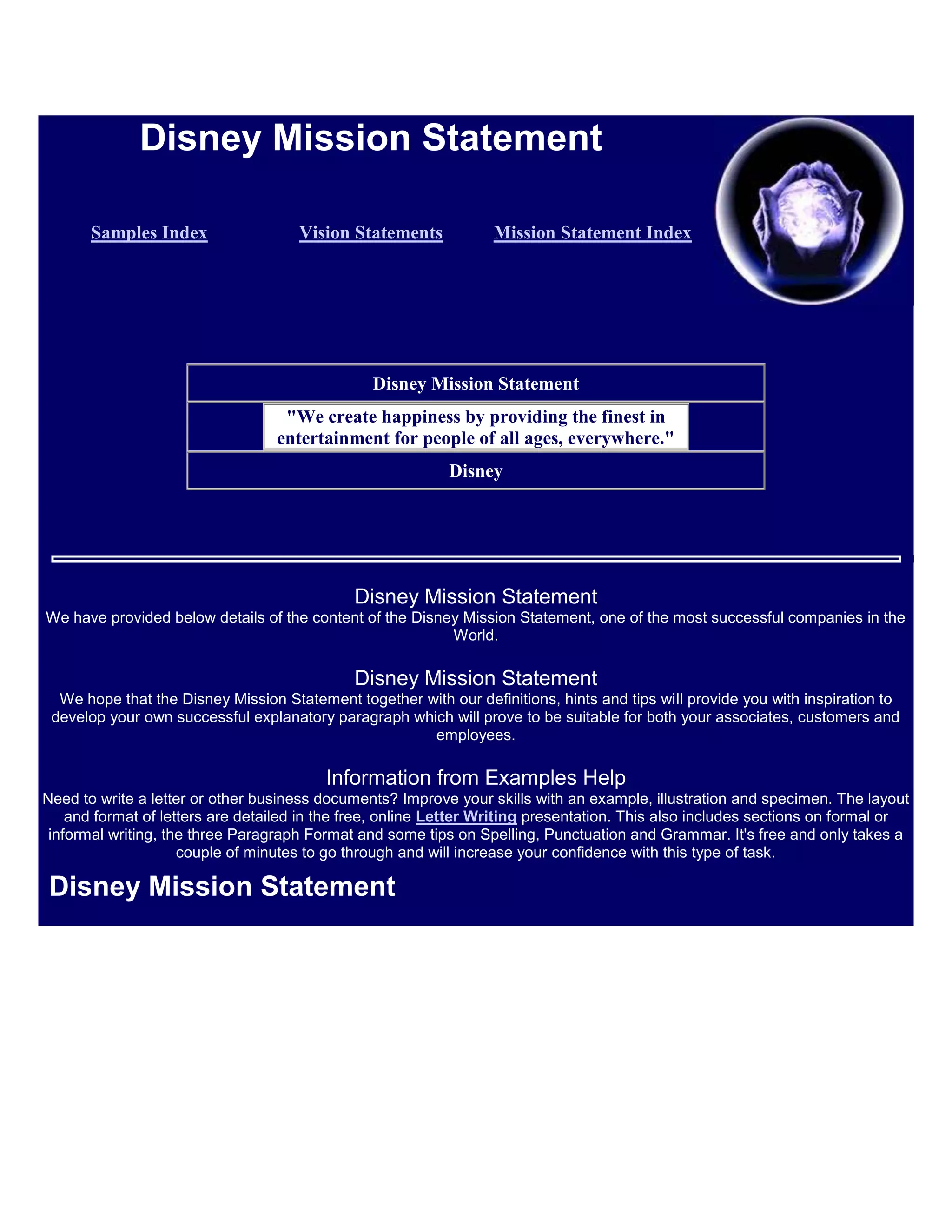 Disney mission statement | DOCX