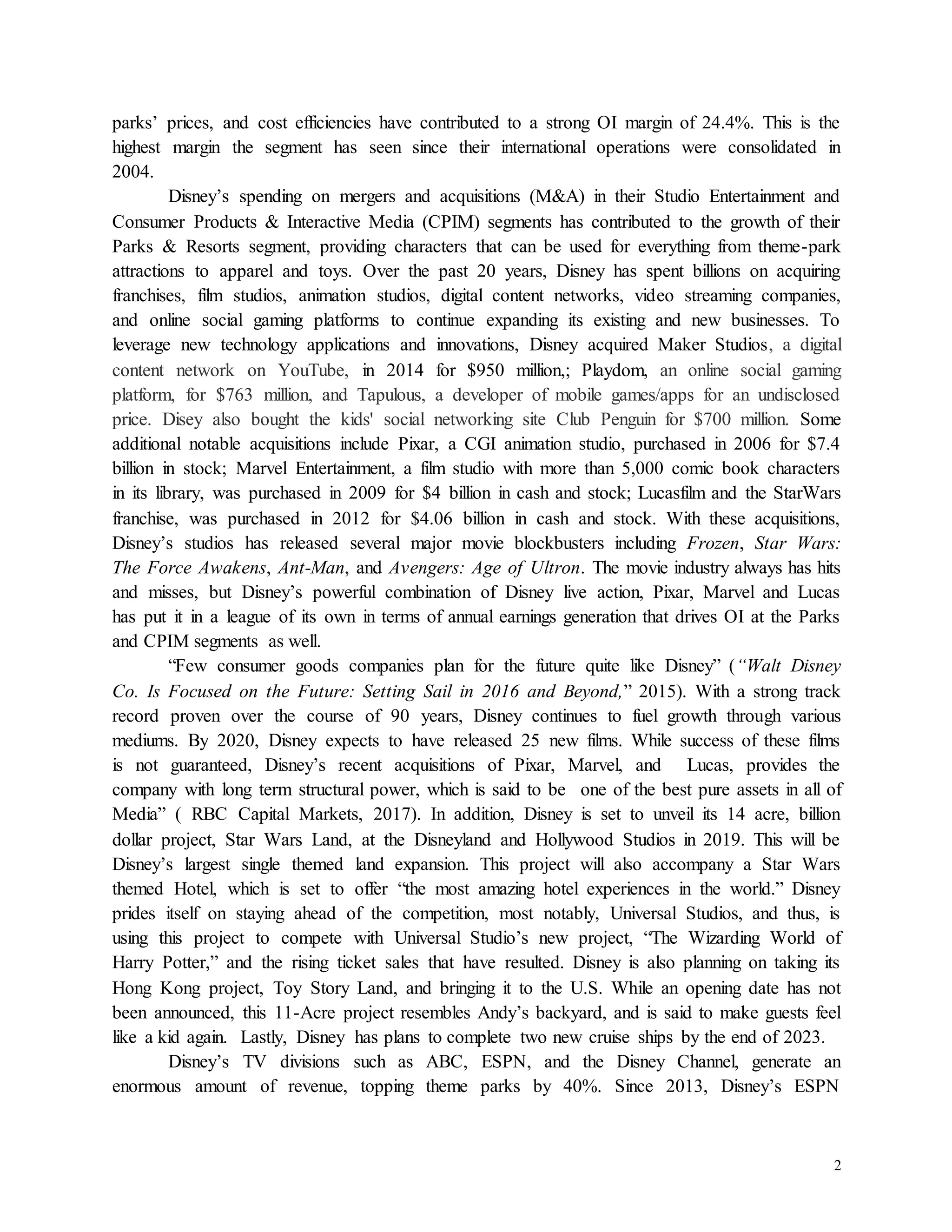 Disney Financial statements analysis | DOCX