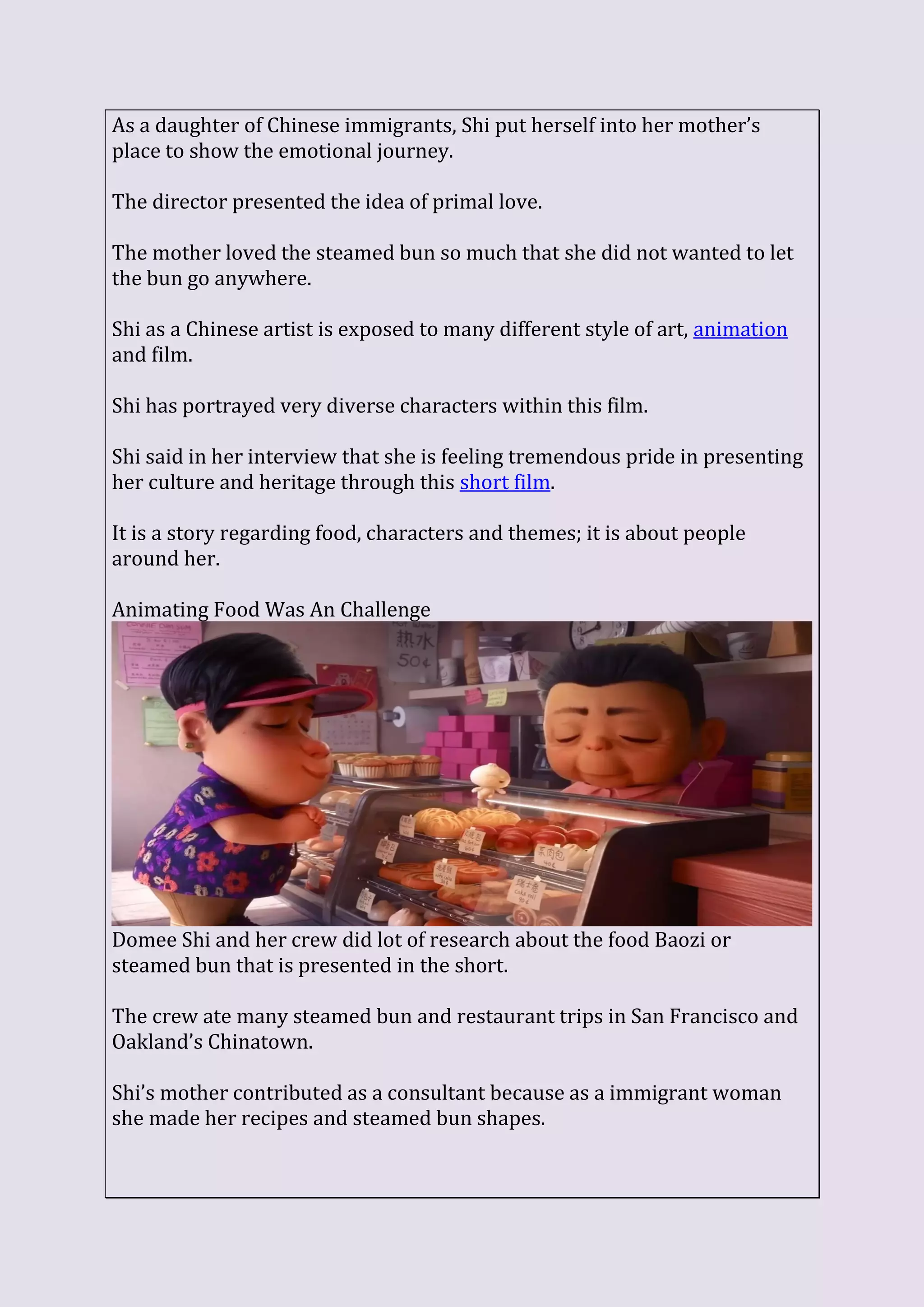 Disney Pixar Bao Wins Award For Best Animated Short Film | PDF