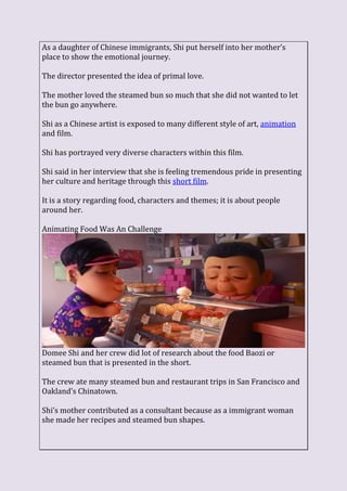 Disney Pixar Bao Wins Award For Best Animated Short Film | PDF