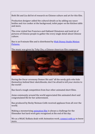 Disney Pixar Bao Wins Award For Best Animated Short Film | PDF