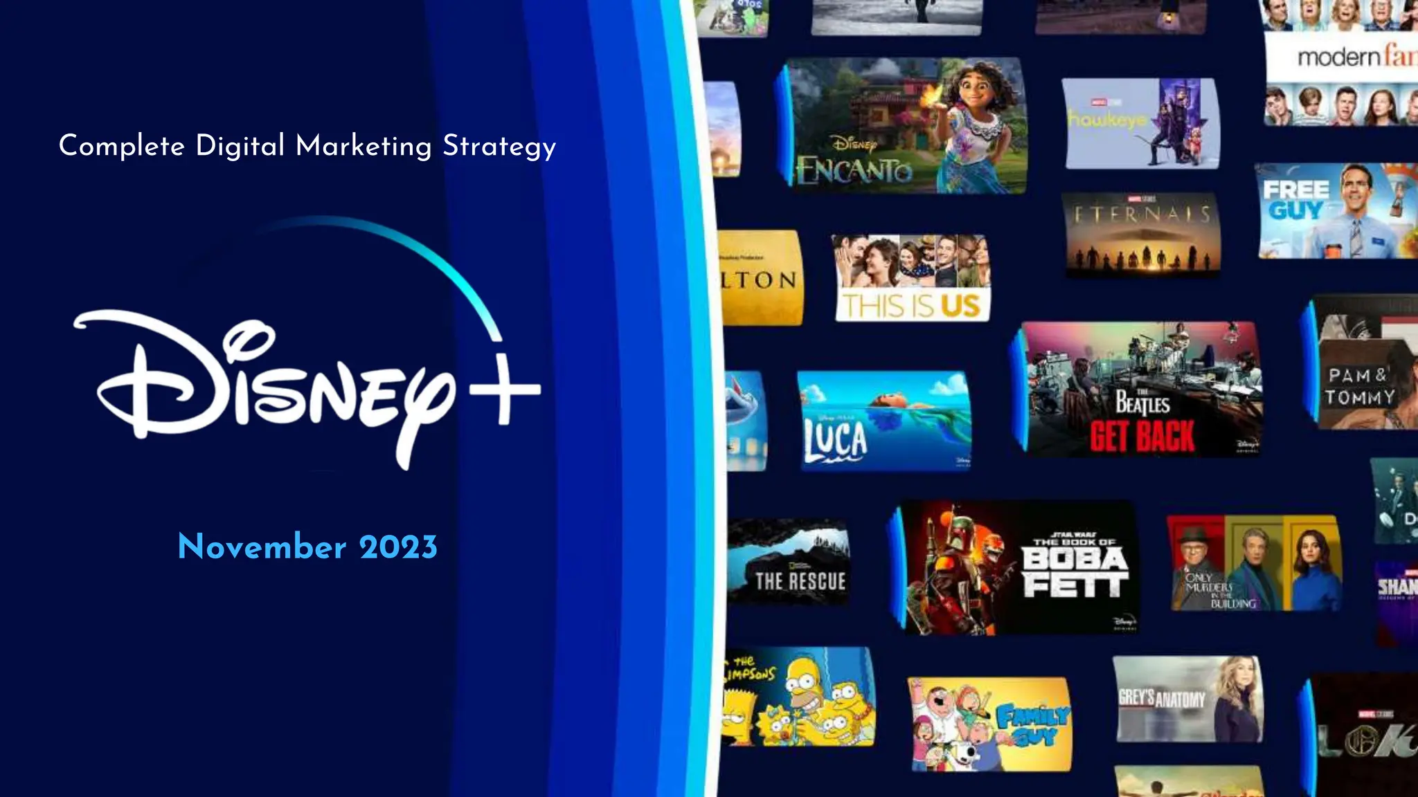 A complete digital marketing strategy presentation for Disney+. | PPTX