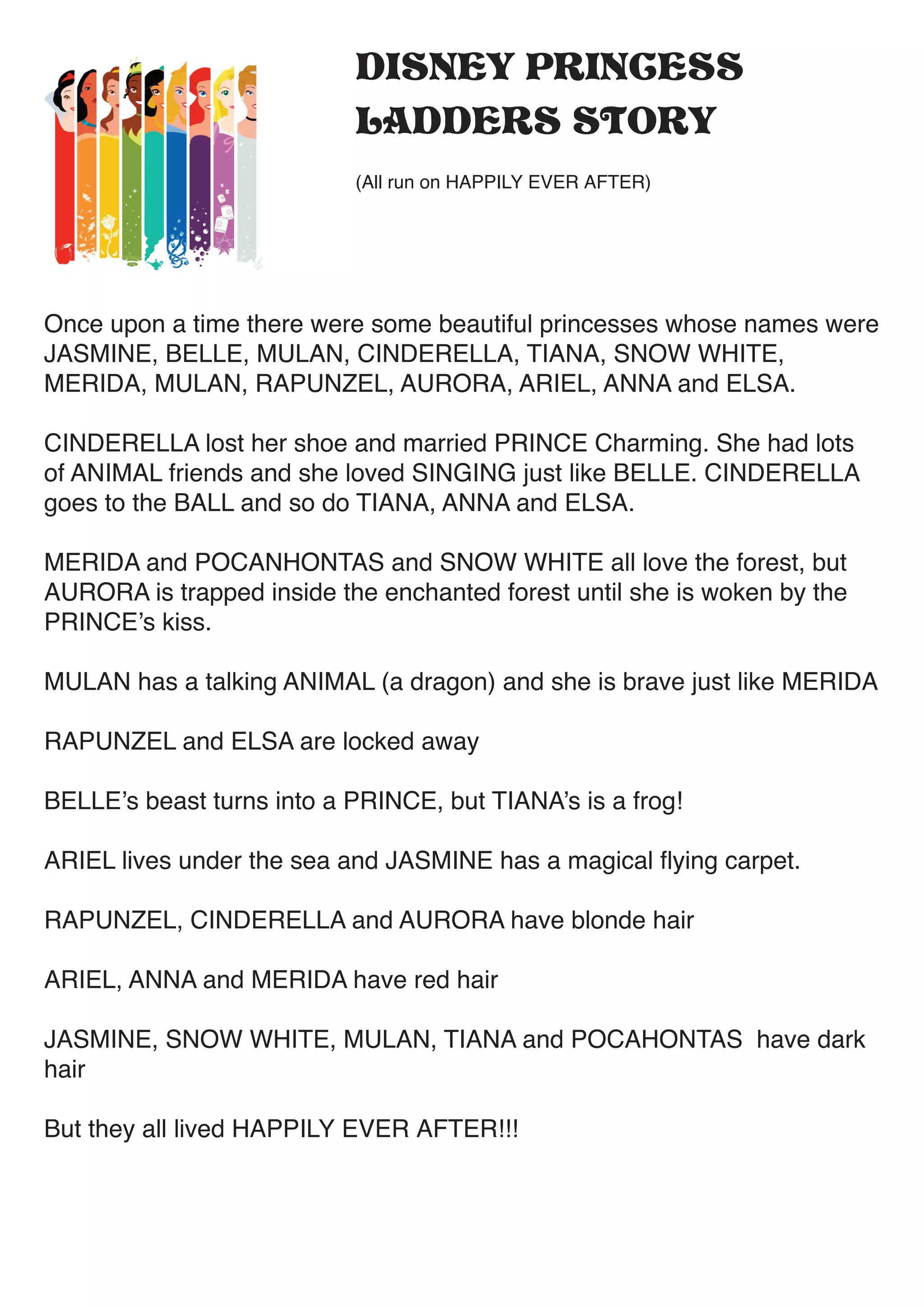 Disney princess ladders story | PDF