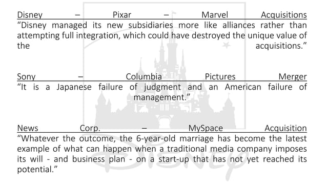 Disney Strategy Mergers & Acquisitions | PPT