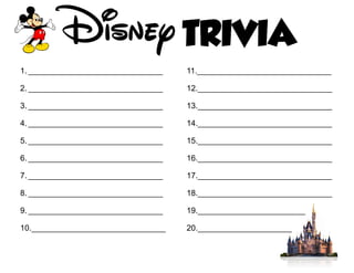 Disney Trivia Answer Sheet | PDF
