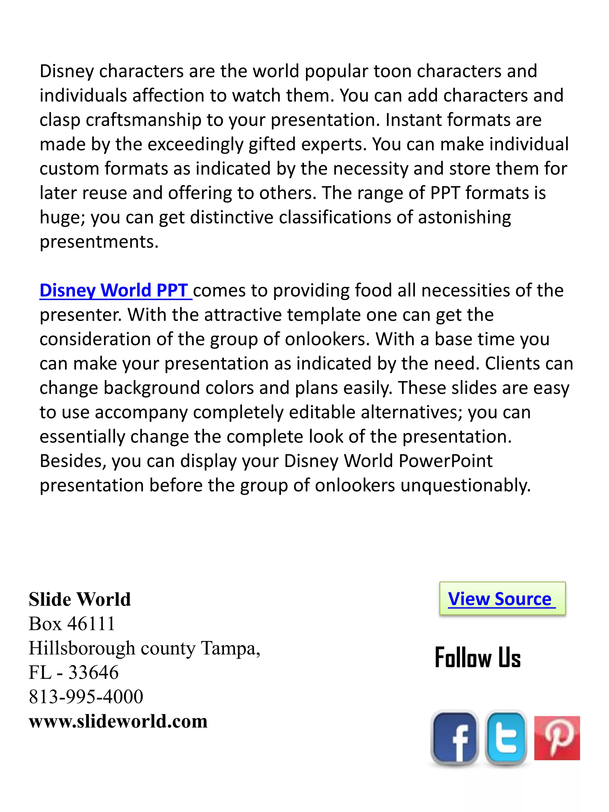 Disney World Powerpoint Template and Background- Slideworld.com