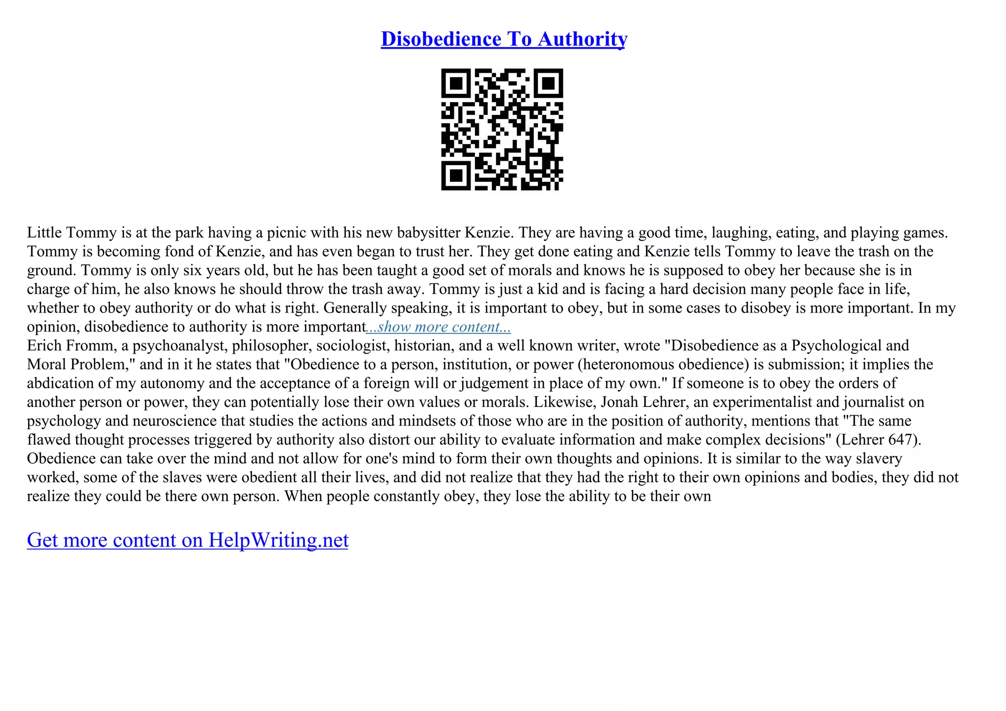 Disobedience To Authority | PDF