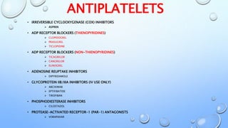 Drug Interactions of ADP receptor Blockers (Antiplatelets) | PPTX