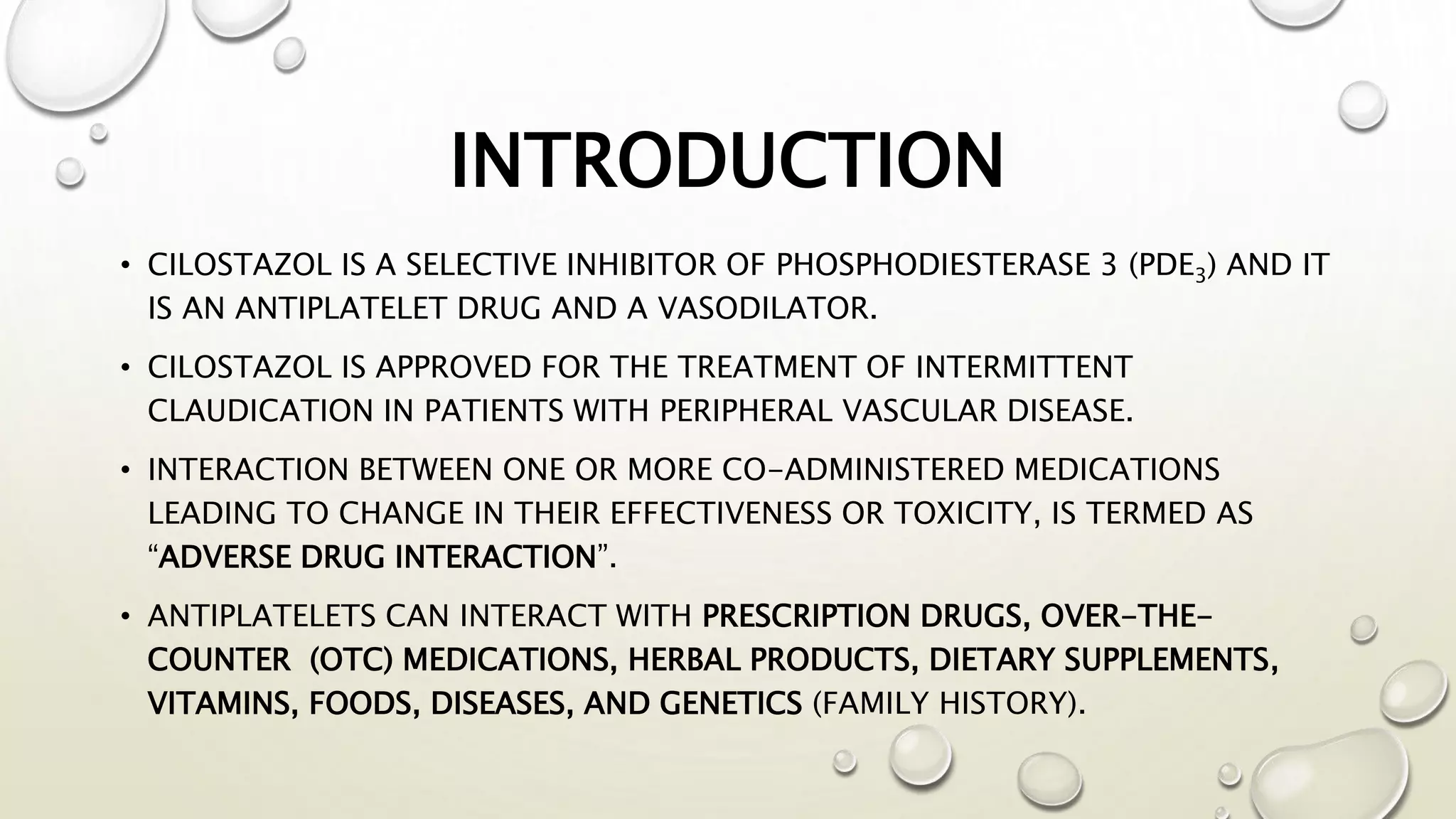 Drug interactions of Cilostazol | PPTX