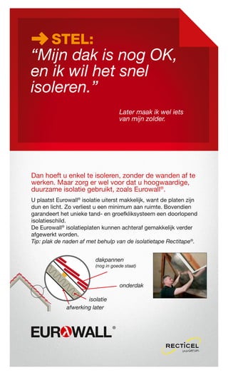 Recticel Insulation - Dé isolatiegids voor dak & zolder | PDF