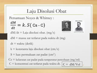 disolusi obat untuk mengetahui pembelajaran farmasi fisika | PPT