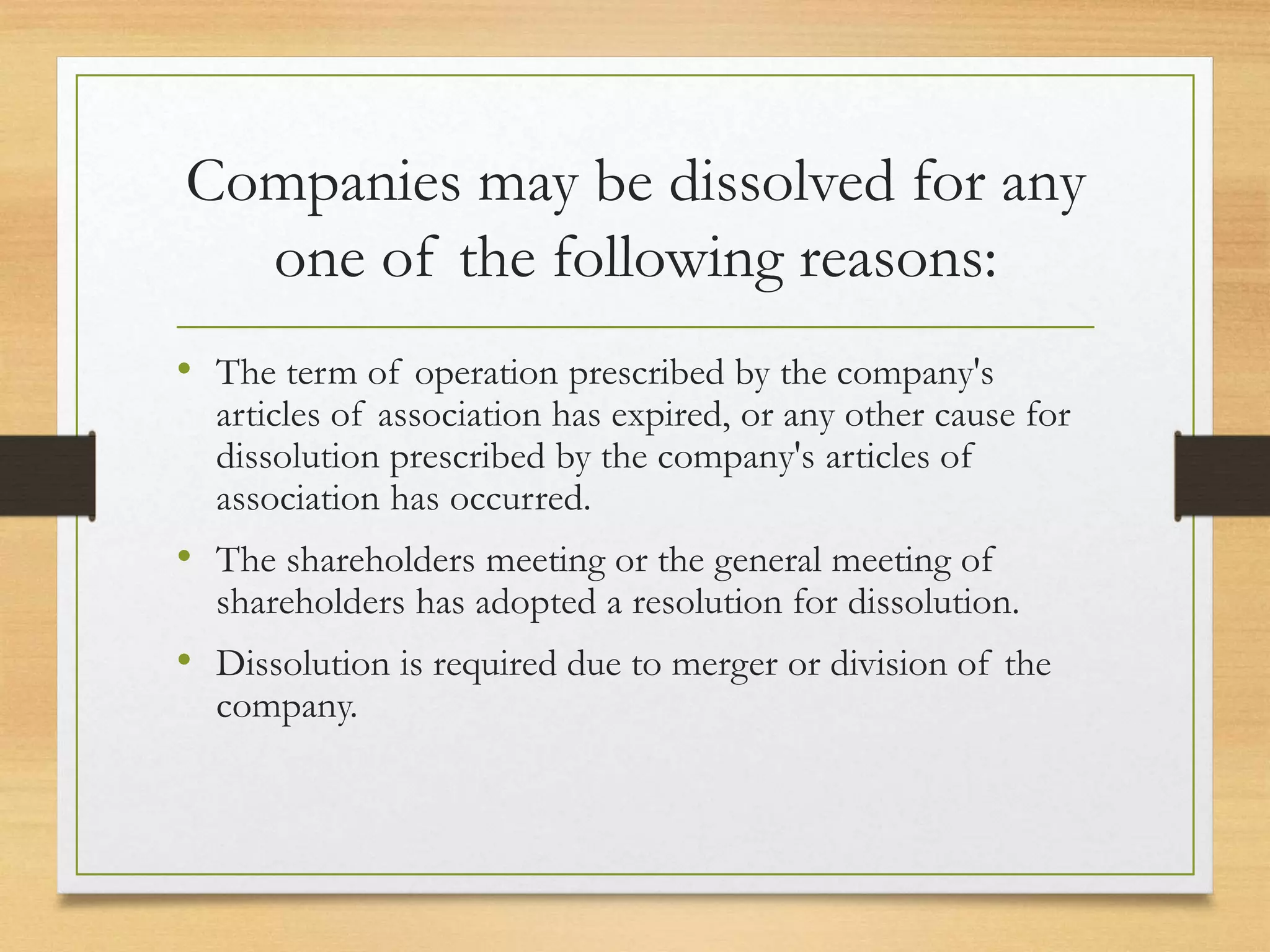 Disolution of companies | PPTX