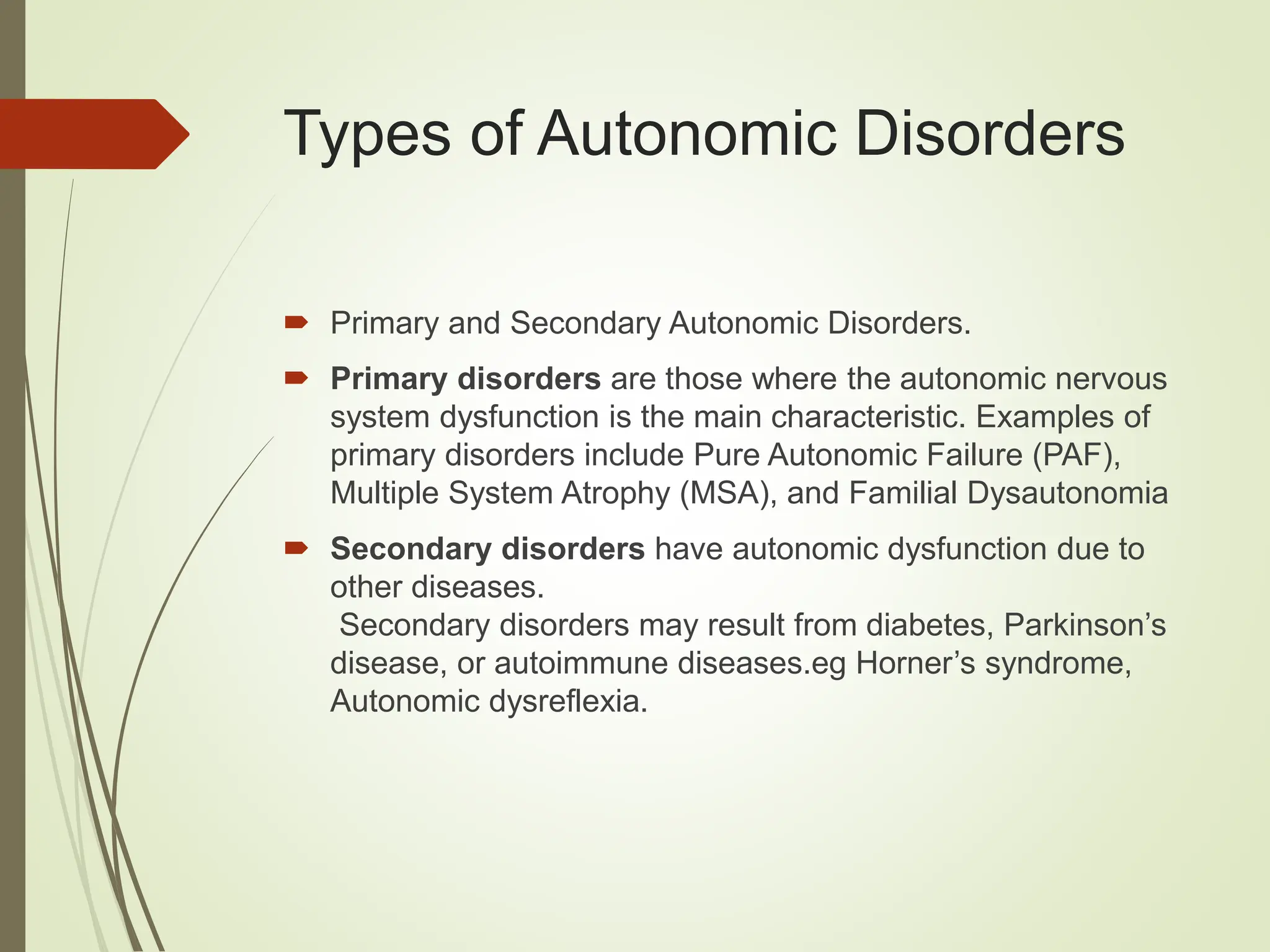 Disorders of autonomic Nervous system for Physiotherapy students | PPTX