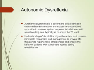 Disorders of autonomic Nervous system for Physiotherapy students | PPTX